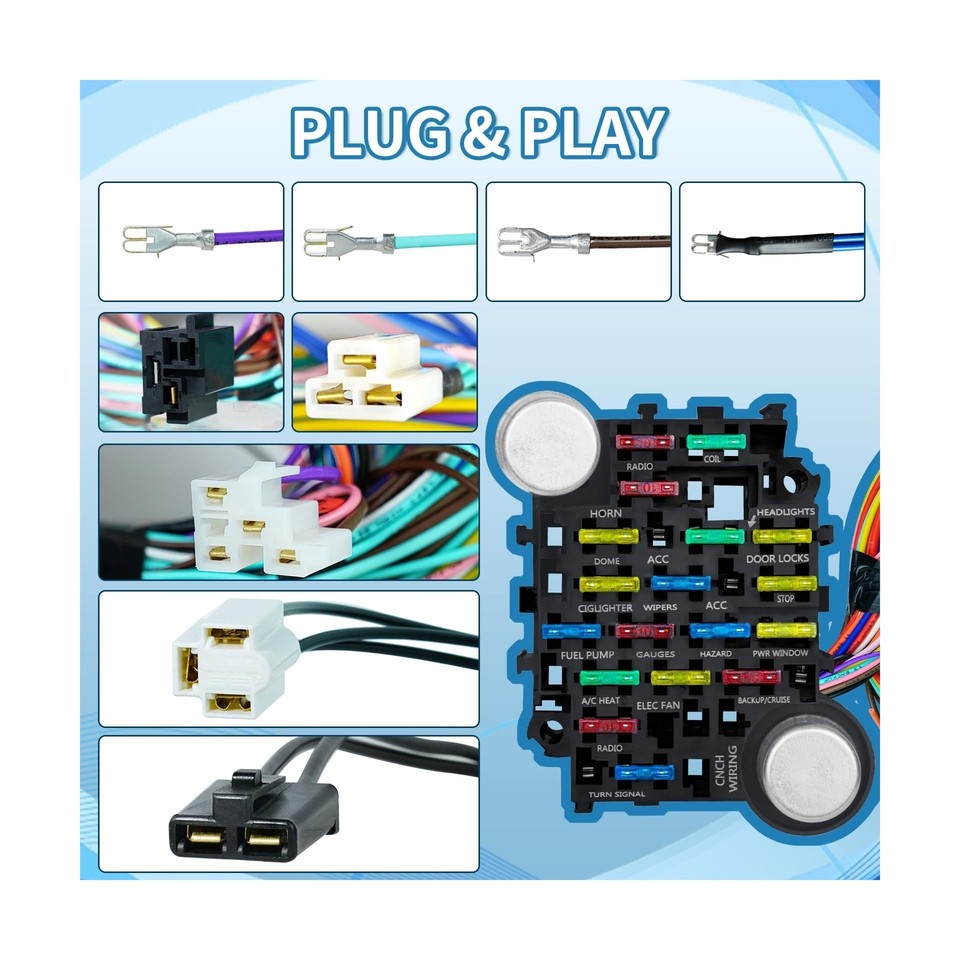 Universal 21 Circuit Wiring Harness Kit, Extra Long Wire Standard Color ...