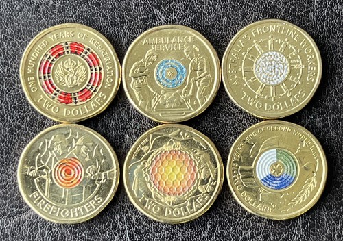 Australian $2 Dollar Coloured Coins - 6 Coin Uncirculated Set | eBay