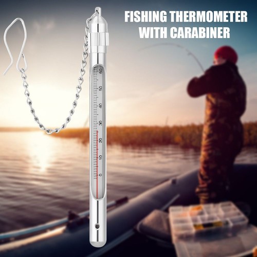 Stream Water Temperature Fishing Thermometer with Carabiner Stainless ...