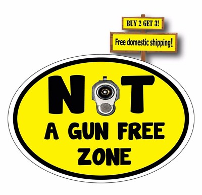 Not A Gun Free Zone Pistol Hand Gun Self Defense Oval Decal Sticker ...