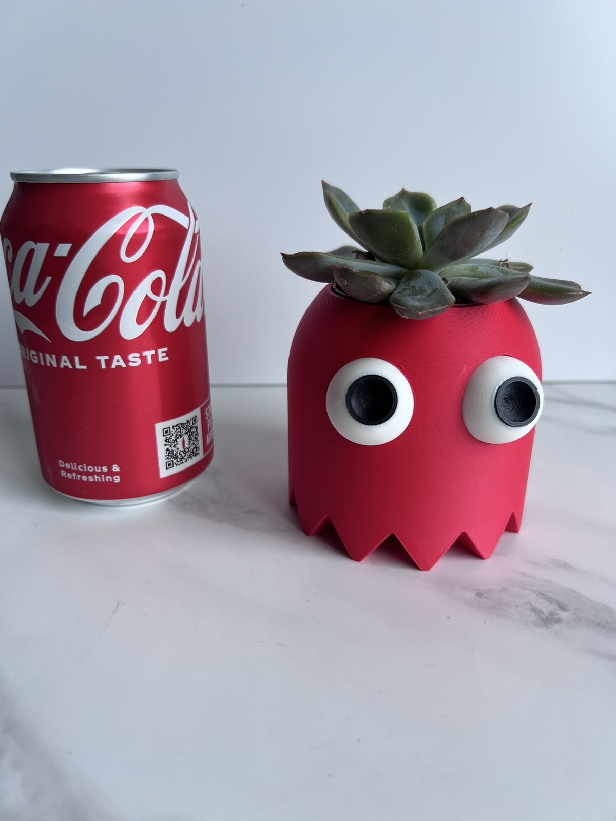 3D Printed PAC Man Inspired “Blinky” Red Cactus Plant Pot Ghost | eBay UK