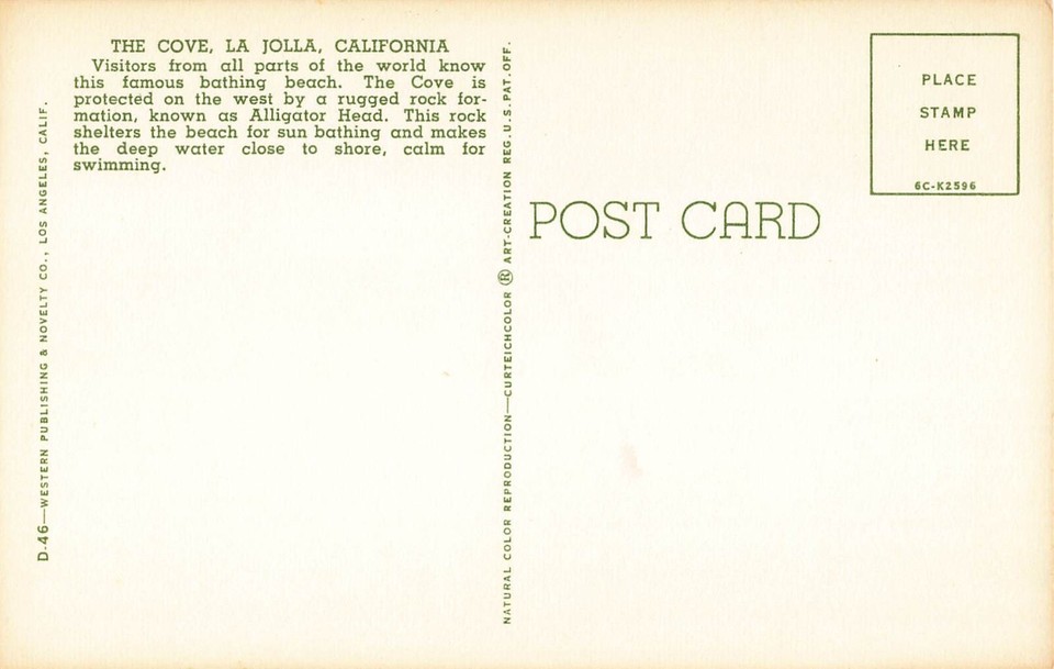 La Jolla The Cove Photo Beach Alligator Head CA Vintage Postcard Aerial ...