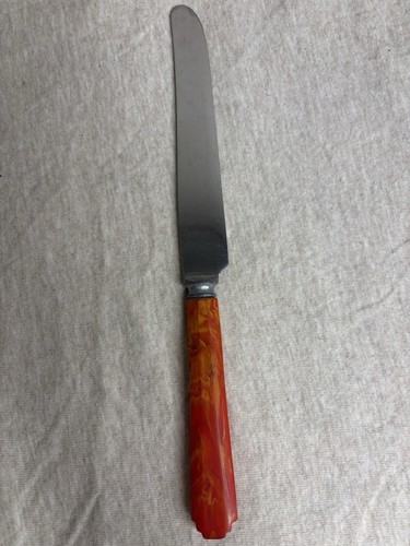 Vintage G.S.C. CO Red Orange Marbled BAKELITE Dinner Knife | eBay