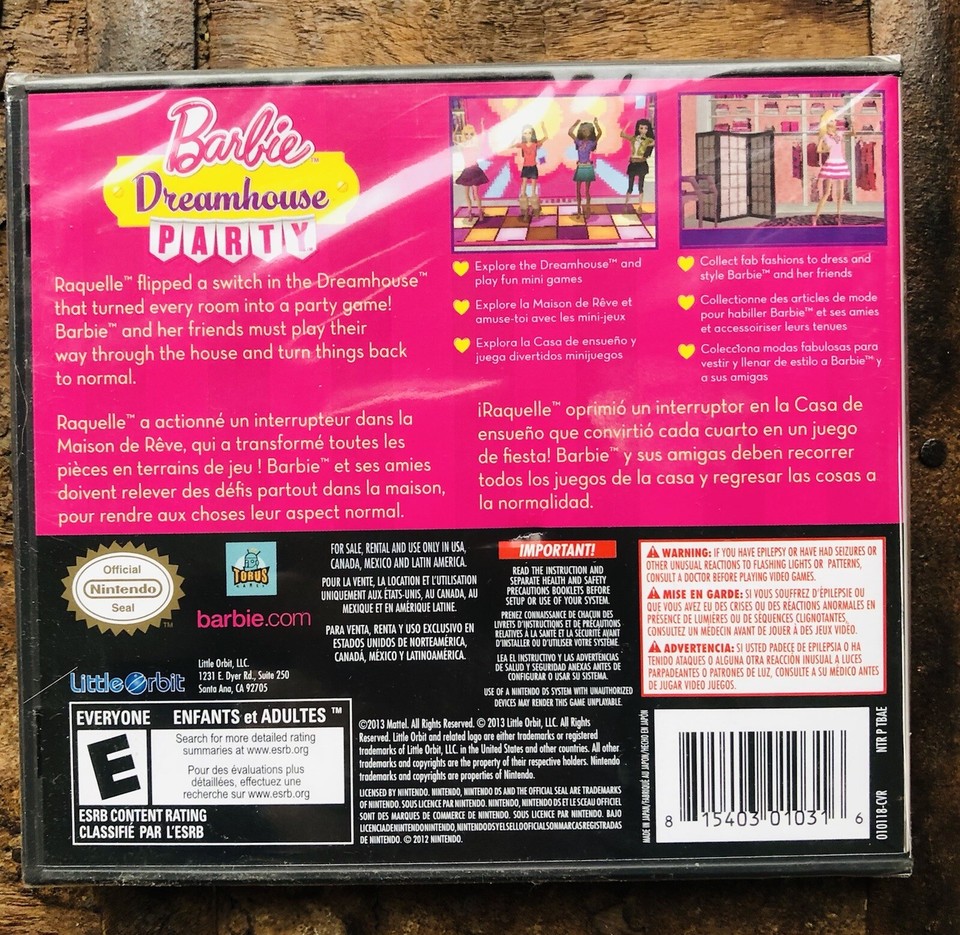 Barbie Dreamhouse Party Nintendo DS 2013 Rated E NEW FACTORY SEALED ...