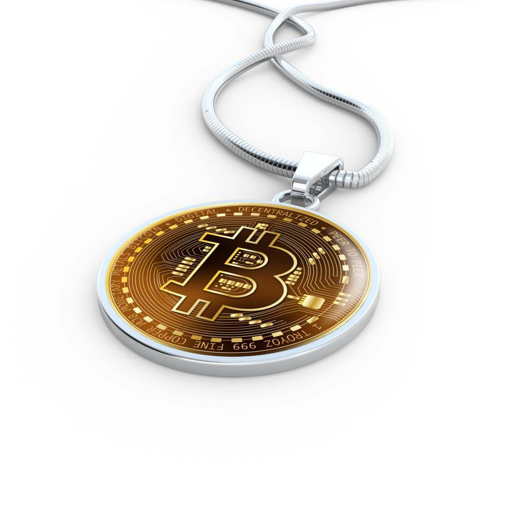Bitcoin Necklace Round Pendant Chain BTC Coin Jewelry Crypto Money ...