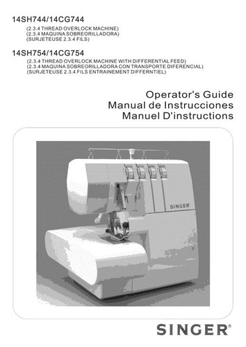Owner’s Manual Instructions Singer Serger Overlock - Model 14SH754 ...