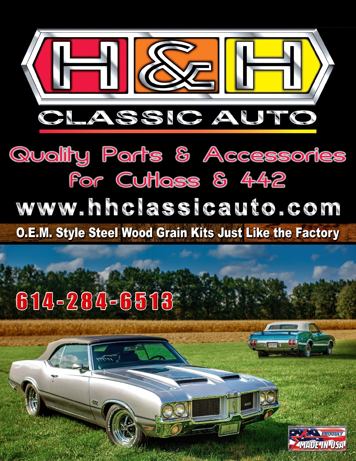 1971 Cutlass & 442 Walnut Automatic Console Kit Wood / Chrome / PRNDSL ...