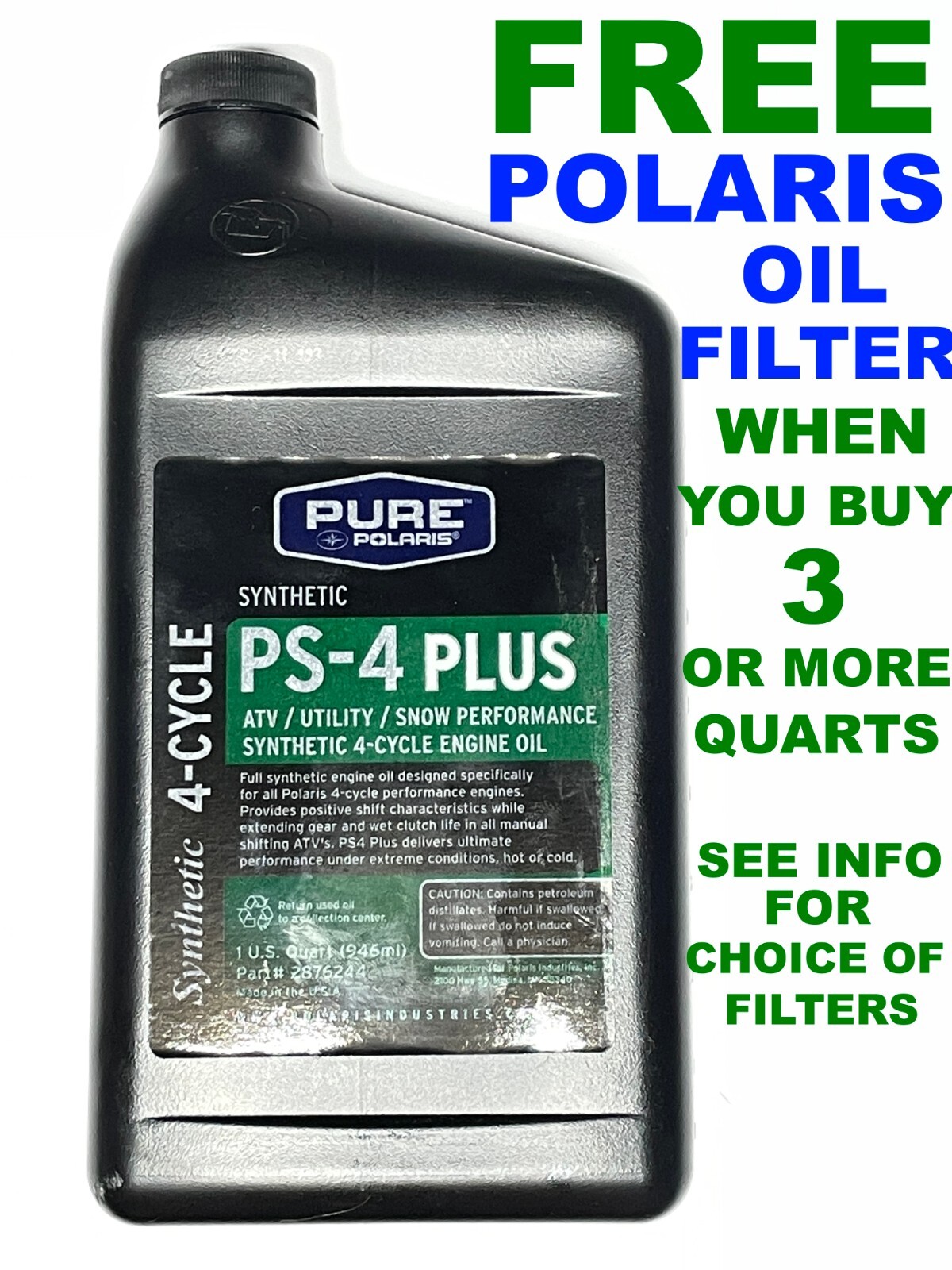POLARIS PS-4 PLUS FULL SYNTHETIC 5W-50 ALL SEASONS OIL 2876244 .. FAST ...