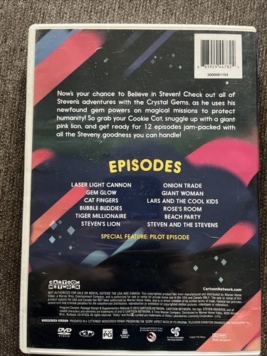 Steven Universe: Gem Glow DVD 2015 Cartoon Network Region 1 US TESTED ...