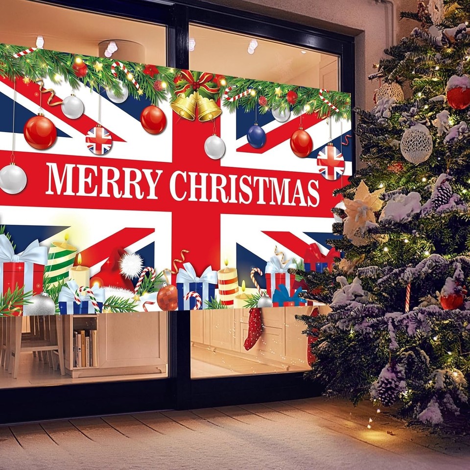 Christmas Flag 5ft x 3ft with eyelets - Christmas Banner - Union Jack ...