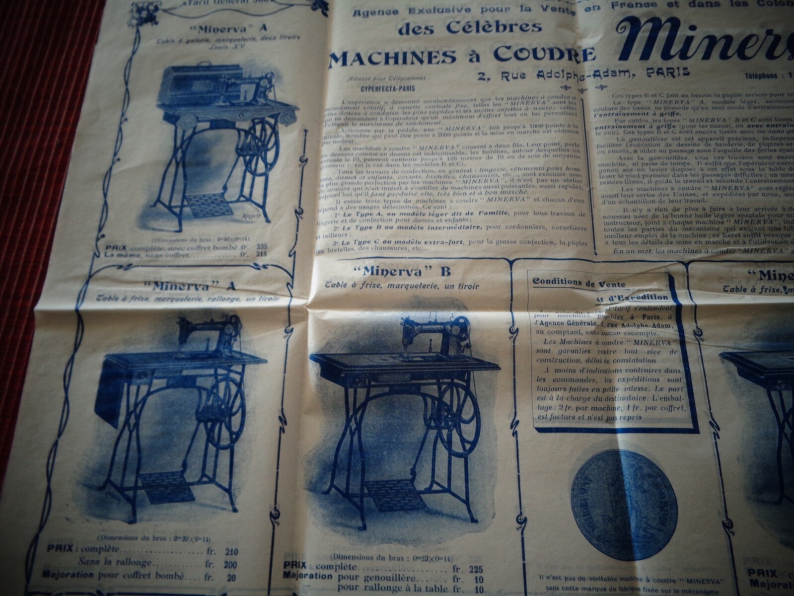 RARE AFFICHE ANCIENNE MACHINE A COUDRE MINERVA ( ref 71 ) | eBay