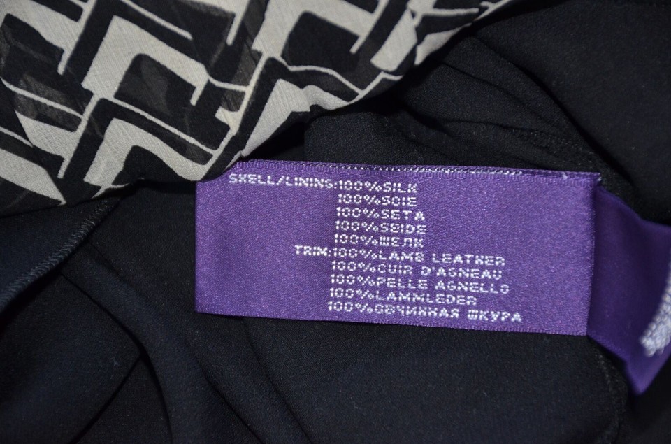 Ralph Lauren Collection Purple Label Made in Italy Silk & Leather Dress ...