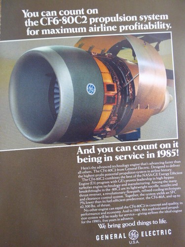 9/1984 PUB GENERAL ELECTRIC AIRCRAFT ENGINE CF6-80C2 ORIGINAL AD | eBay