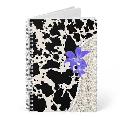 Cowhide Print Journal, Notebook spiral A5, Floral cover, Back to School ...