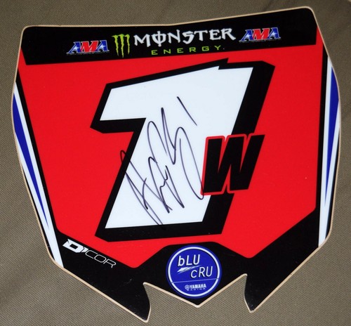 Aaron PLESSINGER #1W Signed Red Front Number Plate Decal - YAMAHA 2018 ...