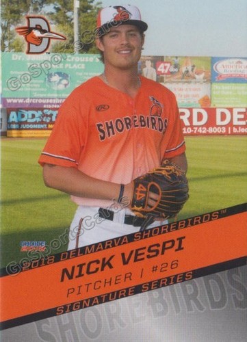 2018 Delmarva Shorebirds Nick Vespi RC Rookie Baltimore Orioles | eBay
