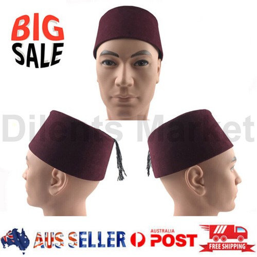 Men Skull Cap Muslim Islamic Prayer Hat Knitted Model Fes Wear Bordaux ...