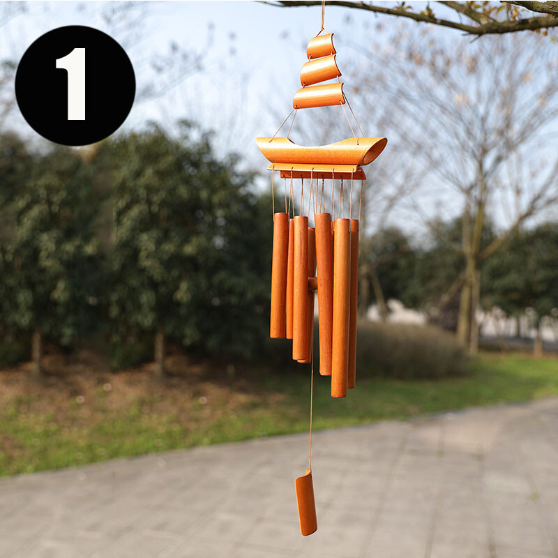 2PCS Bamboo Ware Wind Chimes Natural Wind-bell Wall Hanging Decor ...