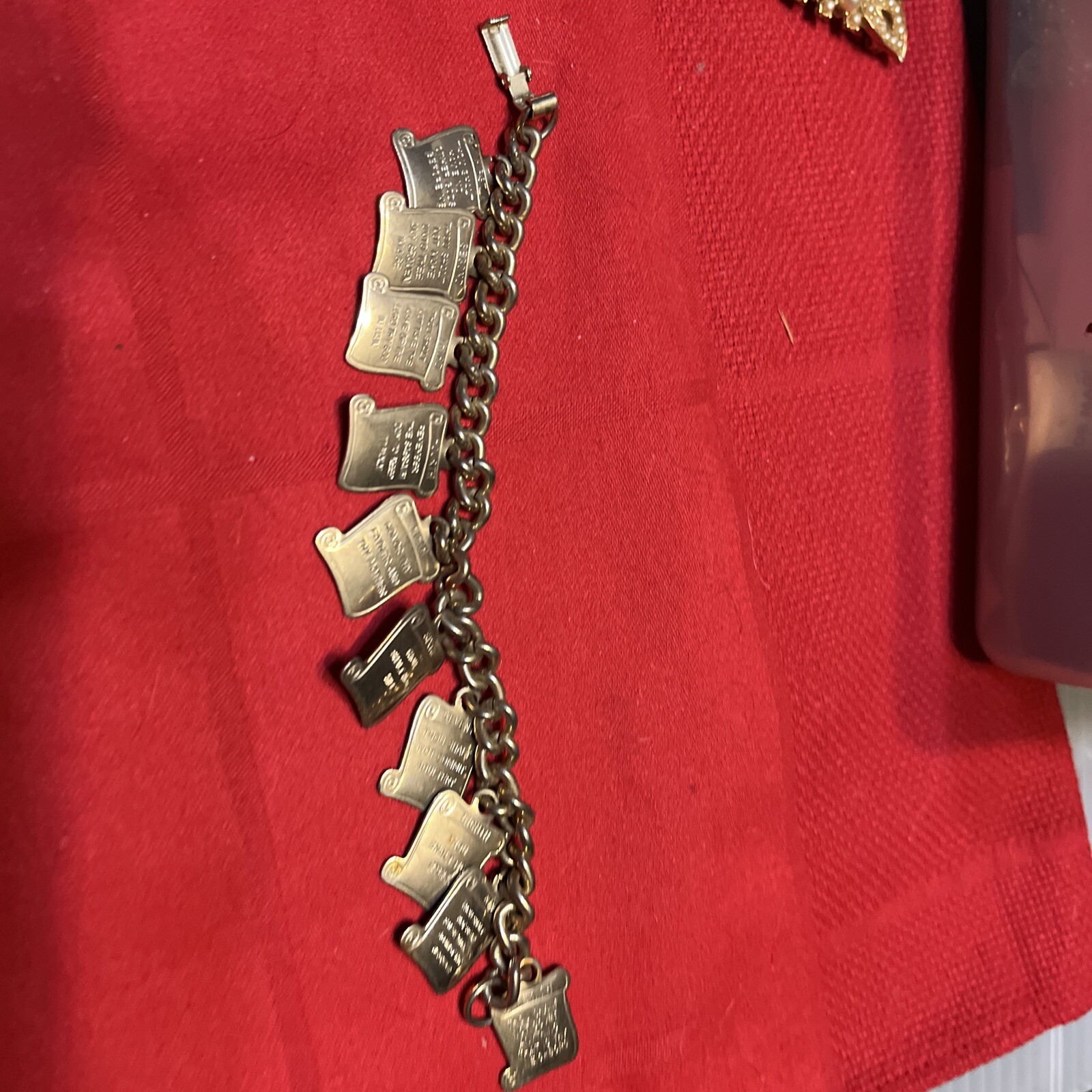 Vintage 10 Commandments Bible Charm 6 1/2” L Bracelet… - Gem