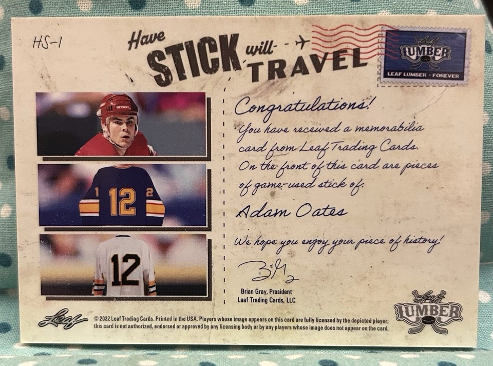 ADAM OATES 2021-22 Leaf Lumber Hockey Have Stick Will Travel Relics 29/ ...