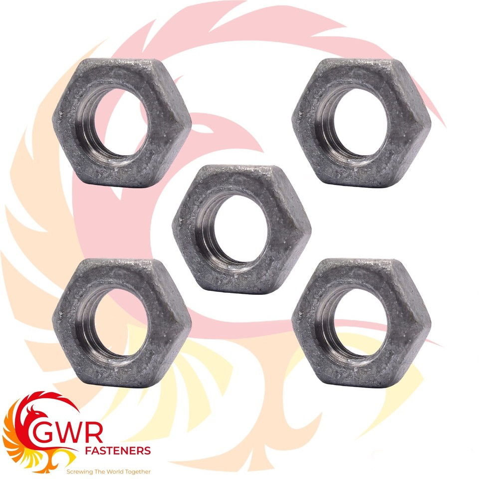 THIN HALF LOCK COUNTER HEXAGON NUTS GALVANISED M8 M10 M12 M16 M20 M24 ...