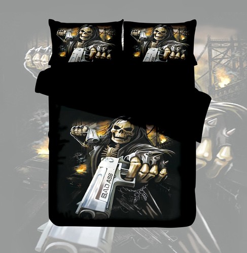 Skull Gunners Man Quilt/Duvet/Doona Cover Set Single Double Queen King ...