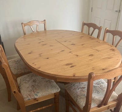 Ducal Pine Extendable Oval/round Pedestal Dining Table & 6 Chairs ...
