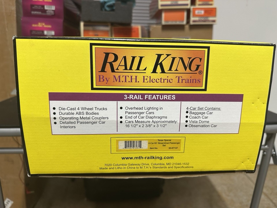MTH 30-67137 Texas Special O Gauge RailKing 4-Car 60' Streamlined ...