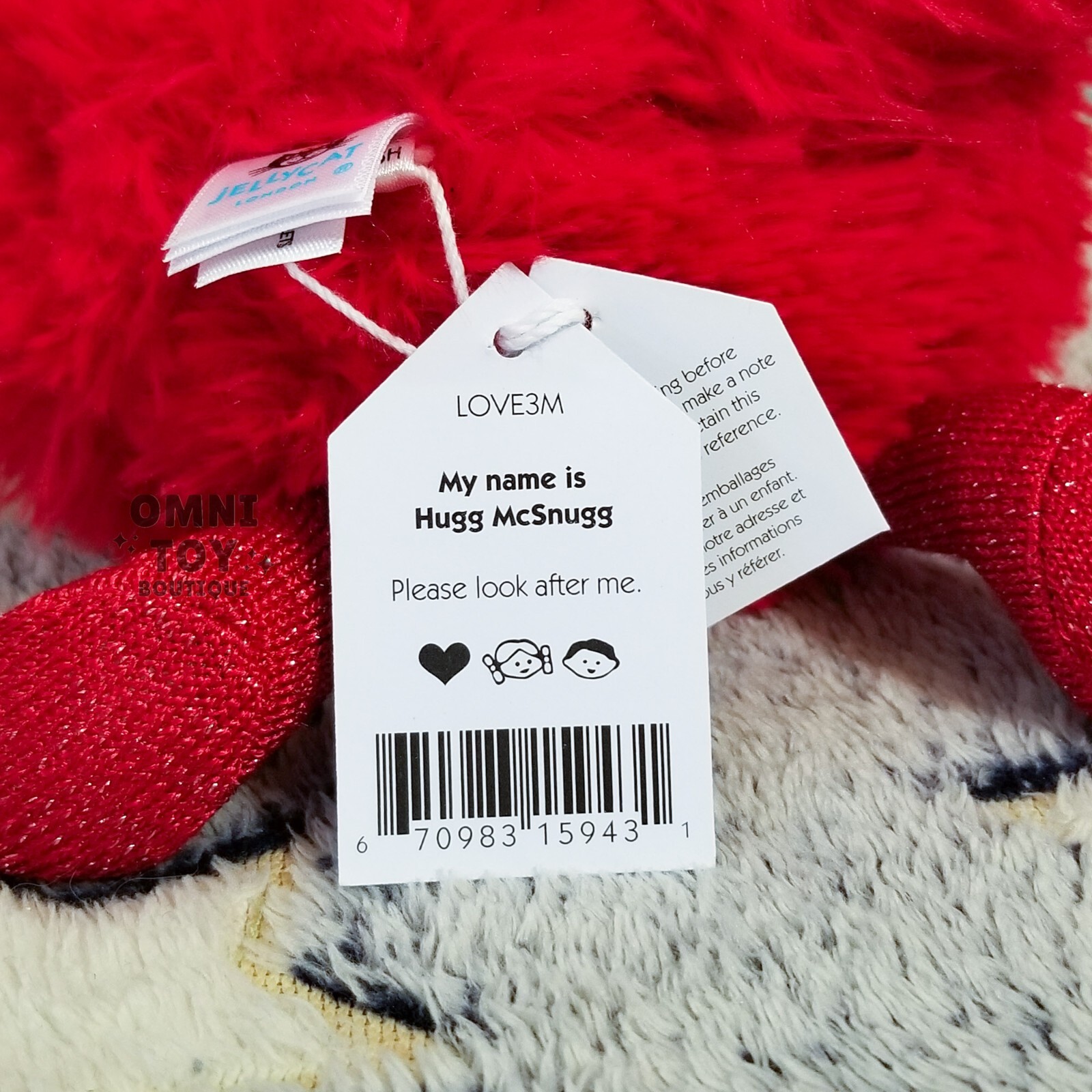 Jellycat Hugg McSnugg NWT Plush Toy Red Heart Love Romantic Valentines ...