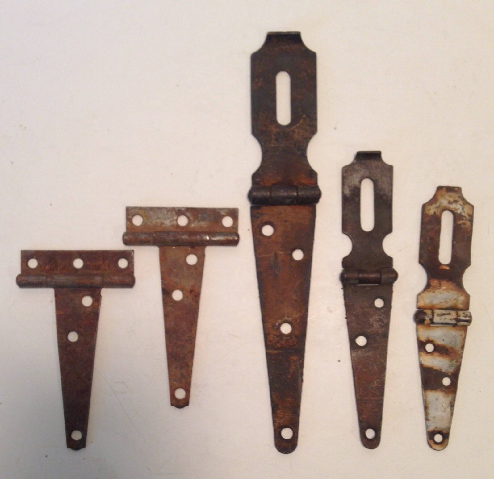Lot Of 5 Vintage Antique Rusty Primitive Hinges Latches From Rustic ...