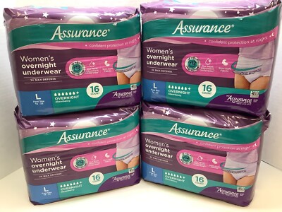 Assurance Womens Underwear, Max Absorbency, Large, 64ct, Free Shipping ...