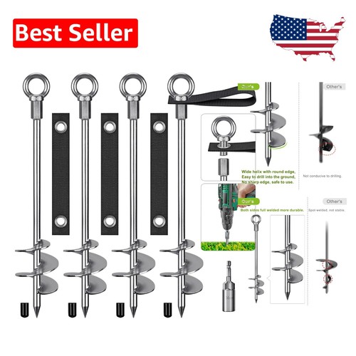 Multi-Purpose 18'' Spiral Ground Anchors with Sturdy Straps - Easy ...