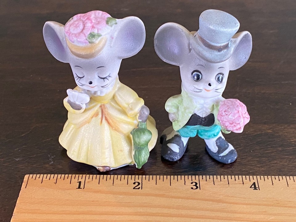 Set of 2 Vintage Mouse Figurines Porcelain Colonial Theme Boy Girl | eBay