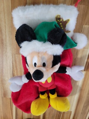 Disney Vintage Mickey Mouse Christmas Stocking Plush 3D Singing Talking ...