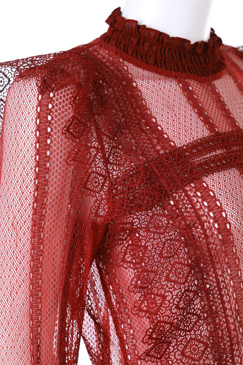 ZARA Bluse Spitze S bordeauxrot | eBay.de