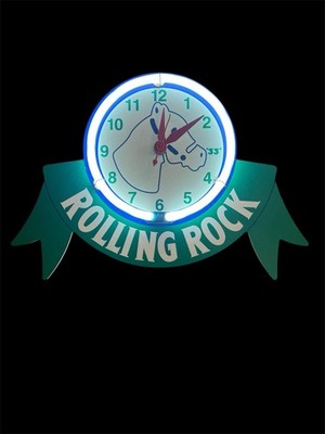 Vintage 1997 Rolling Rock Neon Clock Latrobe Brewing Collectible | eBay