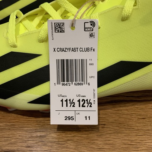 Adidas X Crazyfast Club FxG Team Solar Soccer Cleats Shoes Men Size 11. ...