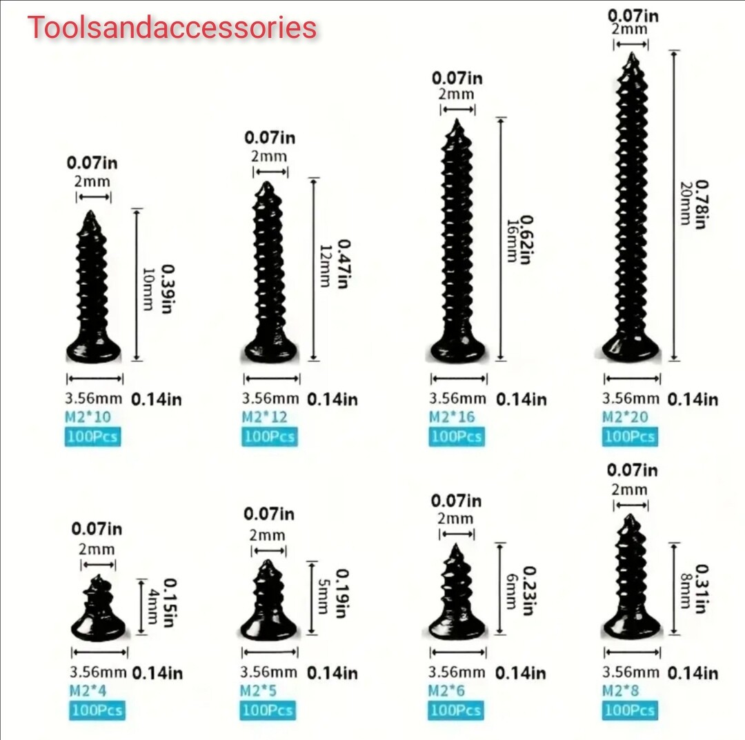 M2 SELF TAPPING WOOD SCREWS BLACK STEEL M2 4MM - 20MM | eBay
