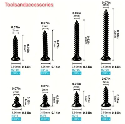 M2 SELF TAPPING WOOD SCREWS BLACK STEEL M2 4MM - 20MM PHILLIPS HEAD | eBay