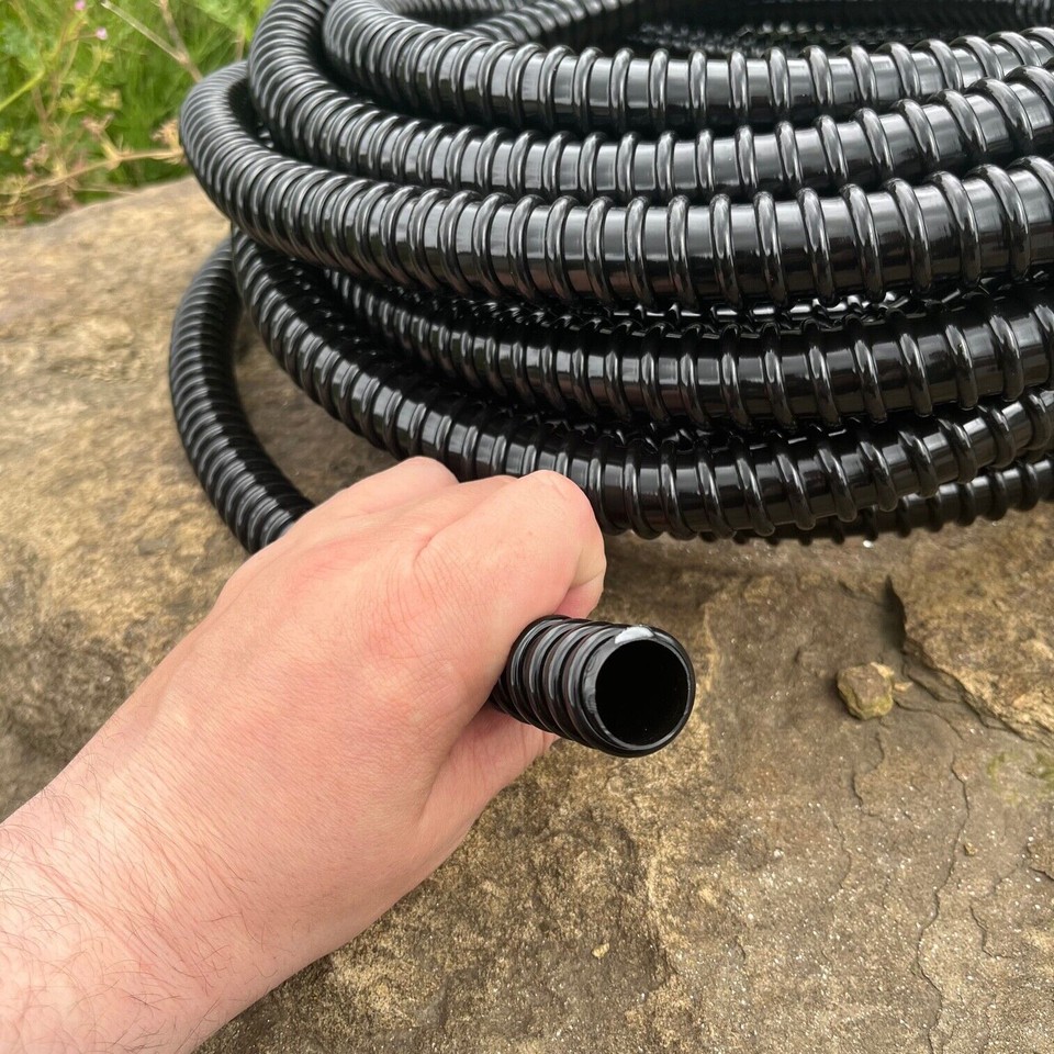 BLACK CORRUGATED FLEXIBLE POND HOSE FISH GARDEN FILTER PUMP MARINE ...