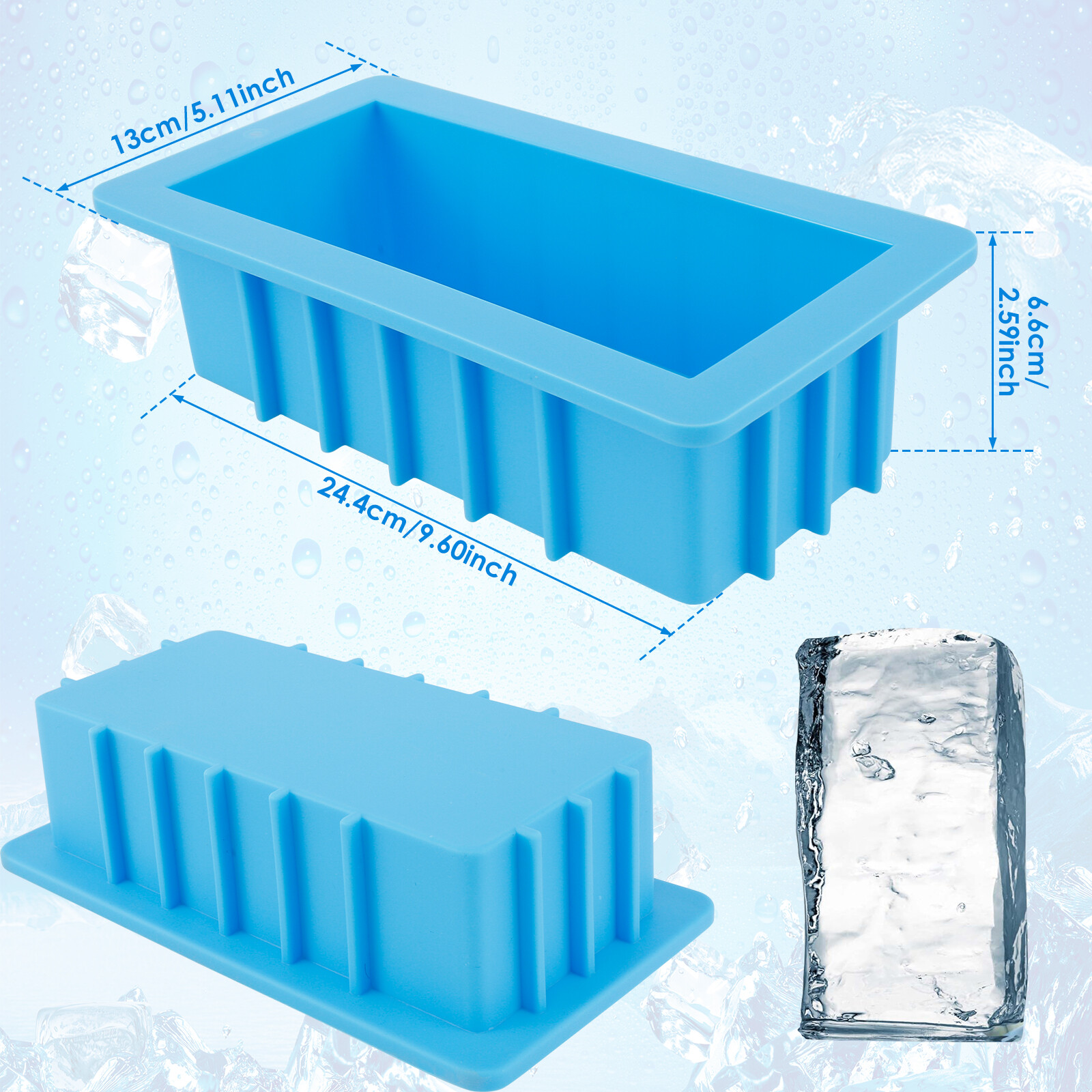 2Pcs Extra Large Ice Mold Silicone Ice Block Mold with Non-Slip Bottom ...
