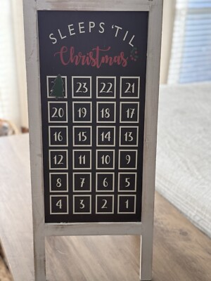 Countdown "Sleeps 'Til Christmas" Calendar Magnetic Free standing A ...