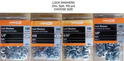 Crown Bolt Lock Washers (100-Pack) Zinc Split 1/4", 5/16", 3/8", #10 ...