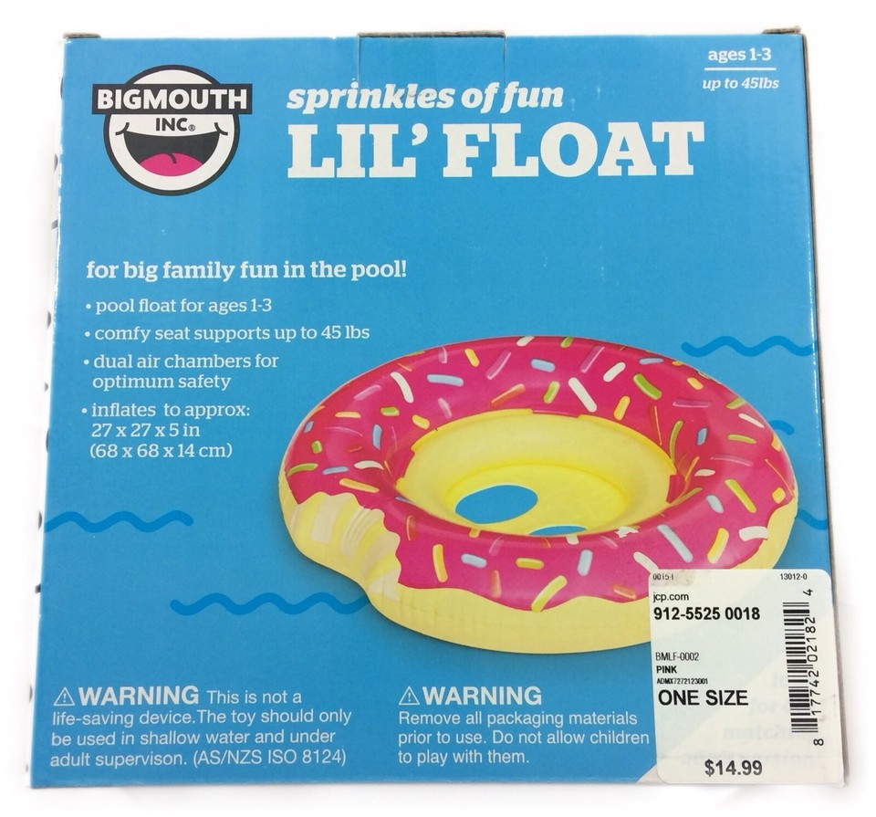 Big Mouth Pink Donut Lil Float Sprinkles Of Fun Ages 1-3 Pool Float NIB ...