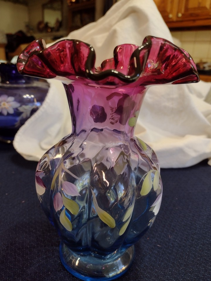Fenton Mulberry Melon Vase, 95th Anniversary George Fenton Signature ...