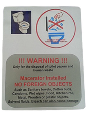 Uniflo macerator large warning sticker for Saniflo Grundfos Macerator ...