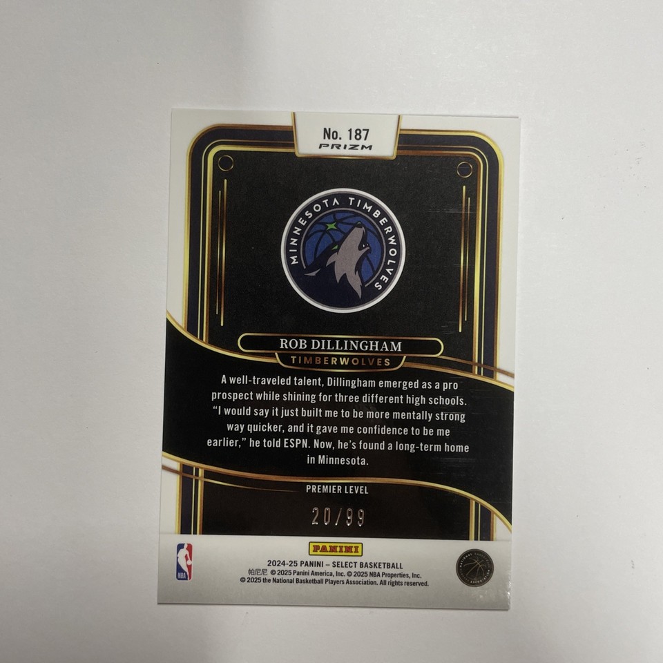 2024-25 Panini Select Rob Dillingham Rookie RC Premier Level Purple /99 ...