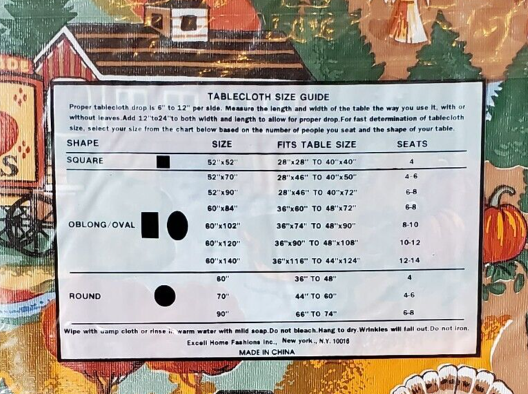 Vintage Vinyl Flannel-Backed Tablecloth Oblong Autumn Pumpkin Farm ...