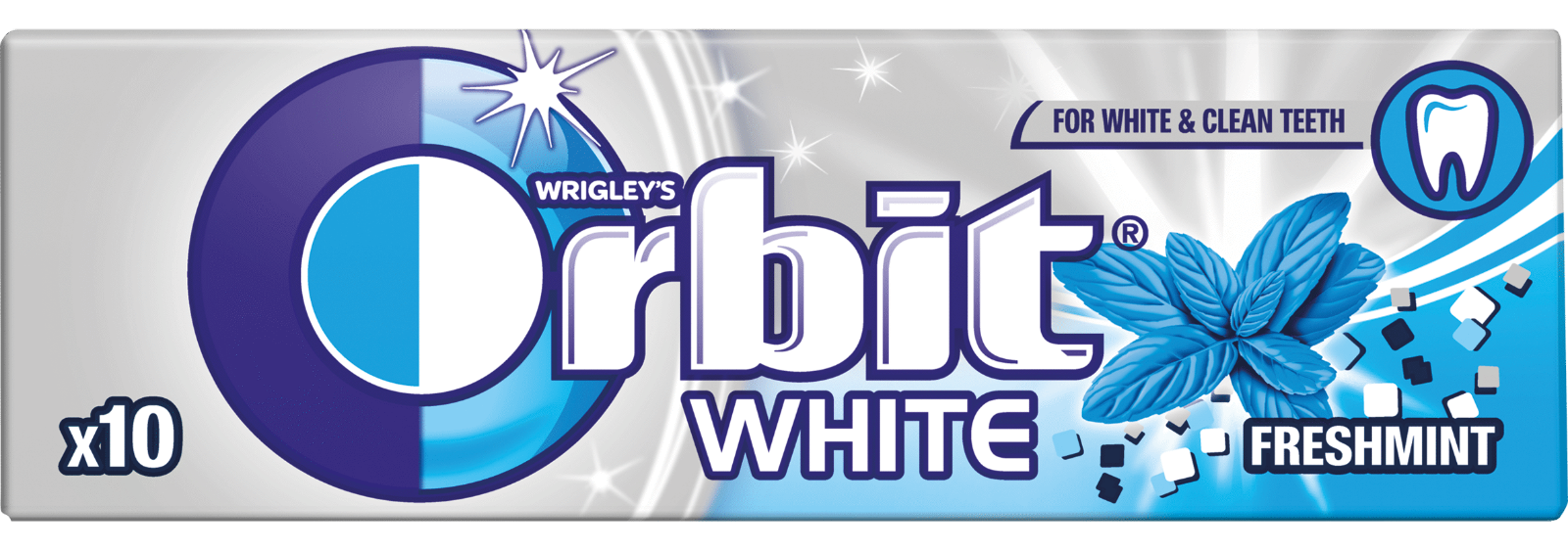 10 x WRIGLEY'S ORBIT WHITE FRESHMINT Flavor Sugarfree Chewing Gum 14g 0 ...