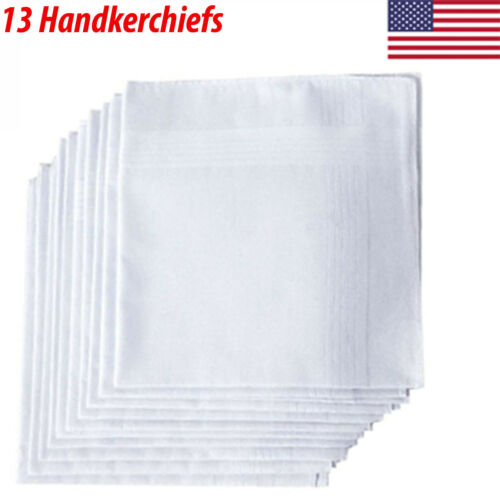 12x Handkerchiefs Cotton Classic Hankies Large Men Hankerchief Hanky ...